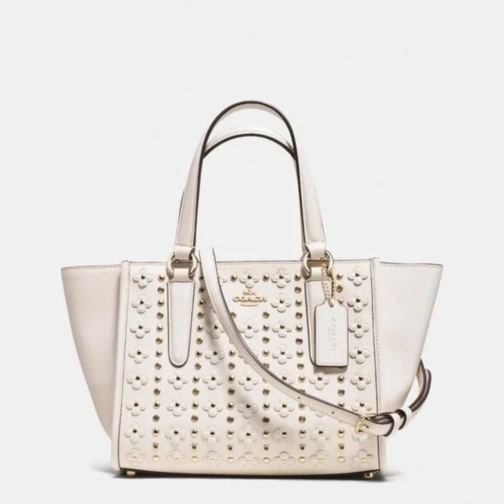 Coach White Leather Mini Crosby Carryall Satchel Flor… - Gem